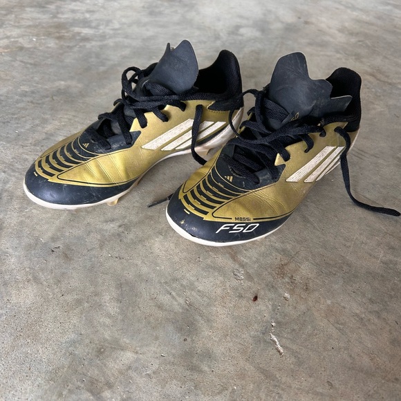 adidas | Shoes | Adidas Messi Gold And Black F5 Soccer Cleats 25 | Poshmark